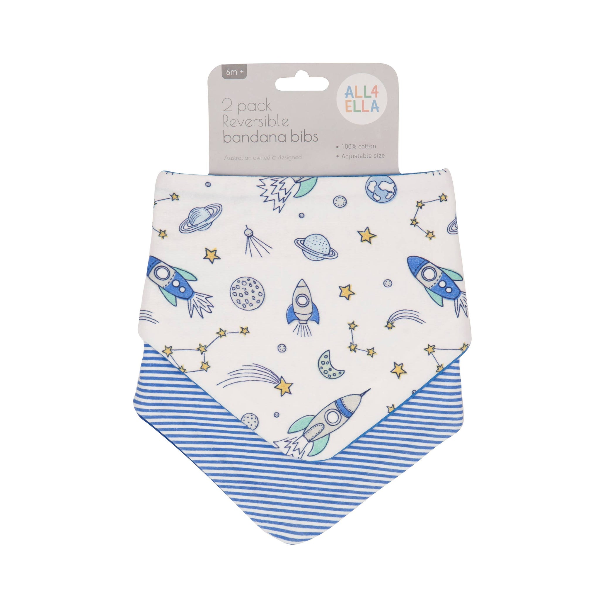 All4Ella | Bandana Bibs 2pk | Blast Off
